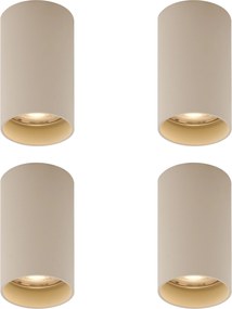 Sada 4 moderních béžových přisazených bodových světel GU10 50mm kulatých - Tuba