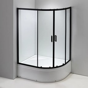 BPS-koupelny Asymetrický sprchový kout MAJA BL R 115x85 cm pravý, černá/transparent v setu s hlubokou sprchovou vaničkou