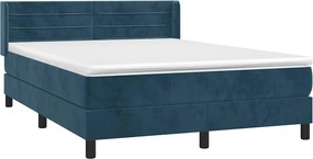 Box spring postel s matrací tmavě modrá 140x190 cm samet 3131019