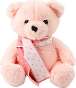 LEAN Toys Plyšový medvídek se šálou růžový 35 cm