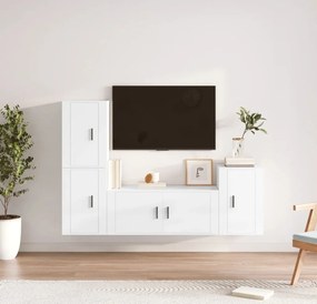 vidaXL 4dílný set TV skříněk kompozitní dřevo [3188598] Barva: Bílá