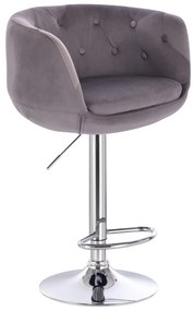LuxuryForm Barová židle MONTANA VELUR na stříbrném talíři - šedá