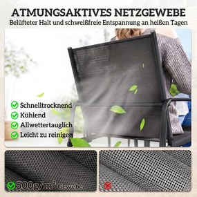 Sada zahradního nábytku sedací souprava 150 x 80 cm stůl se 6 prodyšnými židlemi vzhled dřeva ocelový rám černý
