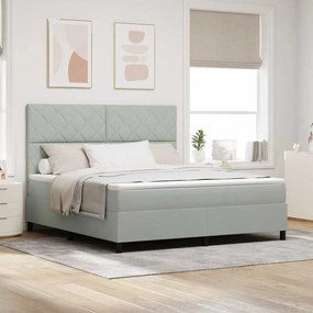 Postel s boxspringem s čelo Světle šedá 180 x 200 cm samet 3339914