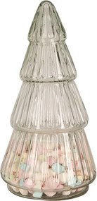 Transparentní skleněná dóza ve tvaru stromku - Ø 11*21 cm