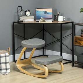 HOMCOM Klaněcí Židle, Ergonomická Houpací Dřevěná Klaněcí Židle pro Domácí Kancelář, Zlepšuje Držení Těla, Bolesti Zad, Šedá