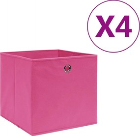 vidaXL Úložné boxy 4 ks netkaná textilie 28 x 28 x 28 cm [325188] Barva: Růžová