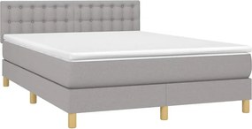 Box spring postel s matrací a LED světle šedá 140x200 cm textil 3134037