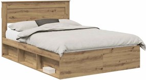 Rám postele Umělecký dub 140 x 190 cm Masivní borové dřevo 3409758