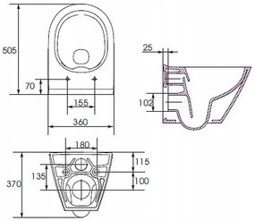 Cersanit City Oval CleaOn, závěsná wc mísa bez sedátka, bílá, K35-025