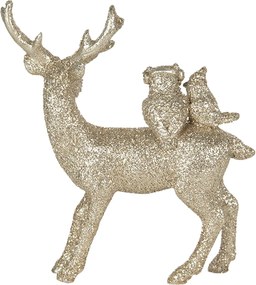 Zlatá dekorace Jelen se zvířátky - 11*4*13 cm