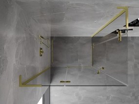 Mexen Mist-H L Duo, 2-křídlý ​​sprchový kout 90 x 70 cm, čiré sklo, zlatý matný profil, 8A5L-090L-070P-55-00