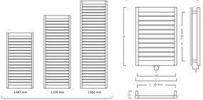 Instalprojekt Koupelnový radiátor MODO Barva radiátoru - Bílá, Rozměr radiátoru - 500 × 1047 mm, výkon 508 W, Typ připojení - Středové 50 mm RADMOD501035SP