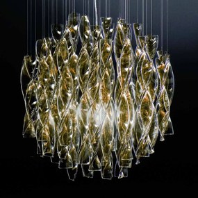 Axolight Aura, luxusní závěsné svítidlo z čajového muránského skla, 1x150W E27, prům. 47cm, délka 160cm
