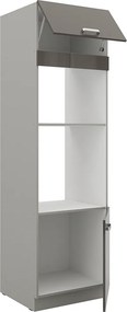 GREY gr | vysoká skříňka 60 DPM-210 2F na vestavnou troubu a mikrovlnku | 60 cm | světle šedá/tmavě šedá lesk