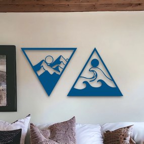 Příroda v trojúhelníku 5 - kovový obraz na zeď Velikost: 150cm, Barva: Blue