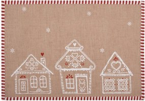 6ks hnědé prostírání s perníkovými chaloupkami Gingerbread Bliss - 48*33 cm