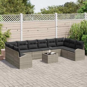 Set pohovek 11 ks Světle šedá [Syntetický]: Polyratan 3346232