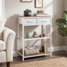 Costway Úzký konzolový vstupní stolek s 2 látkovými zásuvkami – 60 × 30 × 81 cm