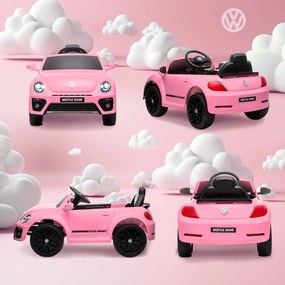 Dětské elektrické auto AIYAPLAY 12V Volkswagen Beetle s dálkovým ovládáním 2.4G, hudbou, klaksonem, elektrické vozidlo s LED světly, USB/MP3 připojen…
