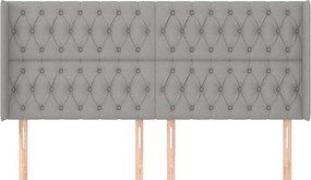 Čelo postele typu ušák světle šedé 203x16x118/128 cm textil 3119938
