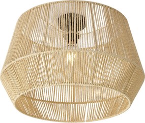 Plafondlamp zwart met beige papieren kap 50/50/30 - Cyl