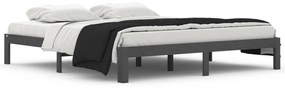 Rám postele šedý masivní dřevo 180 x 200 cm Super King - Default Title