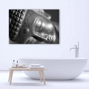 Obraz na plátně Hlava Buddhy černá a bílá - 120x80 cm