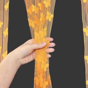 Hotová provázková oblouková záclona Ambiance oranžové motýlky