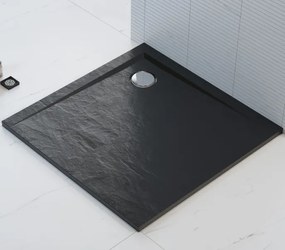 Polimat Perrito Black čtvercová sprchová vanička imitace kamene, litý mramor Rozměr vaničky: 90x90cm