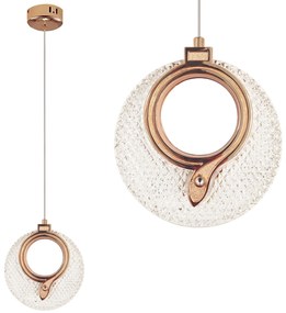 Toolight Toolight, LED křišťálové závěsné svítidlo 18x17cm, 12W, 3000K, LHJ110-1CP, růžové zlato, OSW-60051