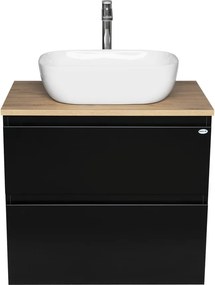Aqualine Aqualine, ALTAIR skříňka s deskou 68 cm, černá mat/dub emporio, AI670-01