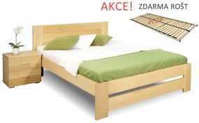 Dřevěná postel s roštem Jirka, 120x200, 140x200, masiv buk