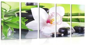 5-dílný obraz japonská orchidej - 200x100 cm