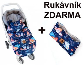 Dětský fusak maxi PREMIUM Winter friends, granátový, 110x50cm,+ rukávník zdarma