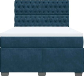 Box spring postel s matrací modrá 140 x 200 cm samet 3293240