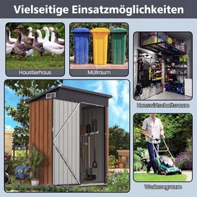 Costway Zahradní přístřešek kovový 1,5 m³ kůlna na nářadí s pultovou střechou