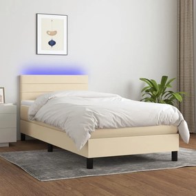 vidaXL Box spring postel s matrací a LED 80 x 200 cm textil [3133191] Barva: krémová