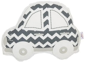 Šedo-bílý dětský polštářek s příměsí bavlny Mike & Co. NEW YORK Pillow Toy Car, 32 x 25 cm