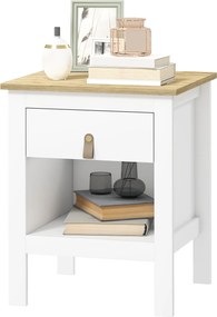 HOMCOM Moderní noční stolek s šuplíkem a otevřeným prostorem pro obývací pokoj a ložnici 45x40x55 cm Bílý | Aosom