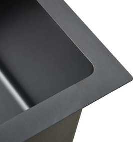 Ručně vyrobený kuchyňský dřez černý nerezová ocel 145084