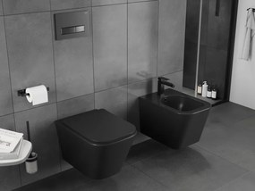 Mexen Teo, závěsná WC mísa 510x345x340 mm, Rimless Tornádo + WC sedátko z duroplastu, černá matná, 30850685T