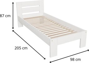 Jednolůžková postel z masivu MATILDA 90x200 bílá