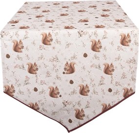 Béžový látkový běhoun s veverkami Tiny Squirrel - 50*160 cm