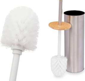WC kartáč Beri, chromová/s dřevěnými a chromovými prvky