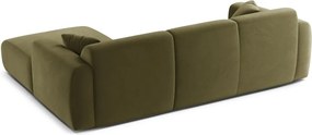 Khaki sametová rohová pohovka (pravý roh/s lenoškou) Molino – Micadoni