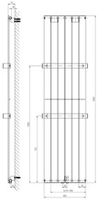 Sapho - Koupelnový radiátor COLONNA 910W/230V 45x180 cm stříbrná