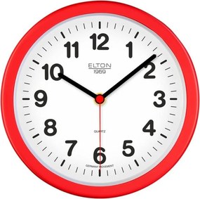 ELTON Kulaté plastové nástěnné hodiny české výroby Elton Malor – červené E21.4750.20.163007