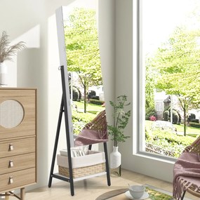 Costway Šperkovnice se zrcadlem a 3 barevným LED osvětlením – 41,5 × 37 × 157 cm