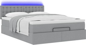 Osmanská postel s matrací &amp; LED světle šedá 140x190 cm látka 3312471